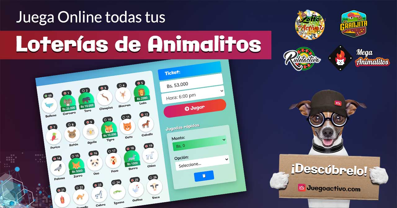 🥇 Juega online las Loterías de Animalitos ¡Aquí! | Juegoactivo